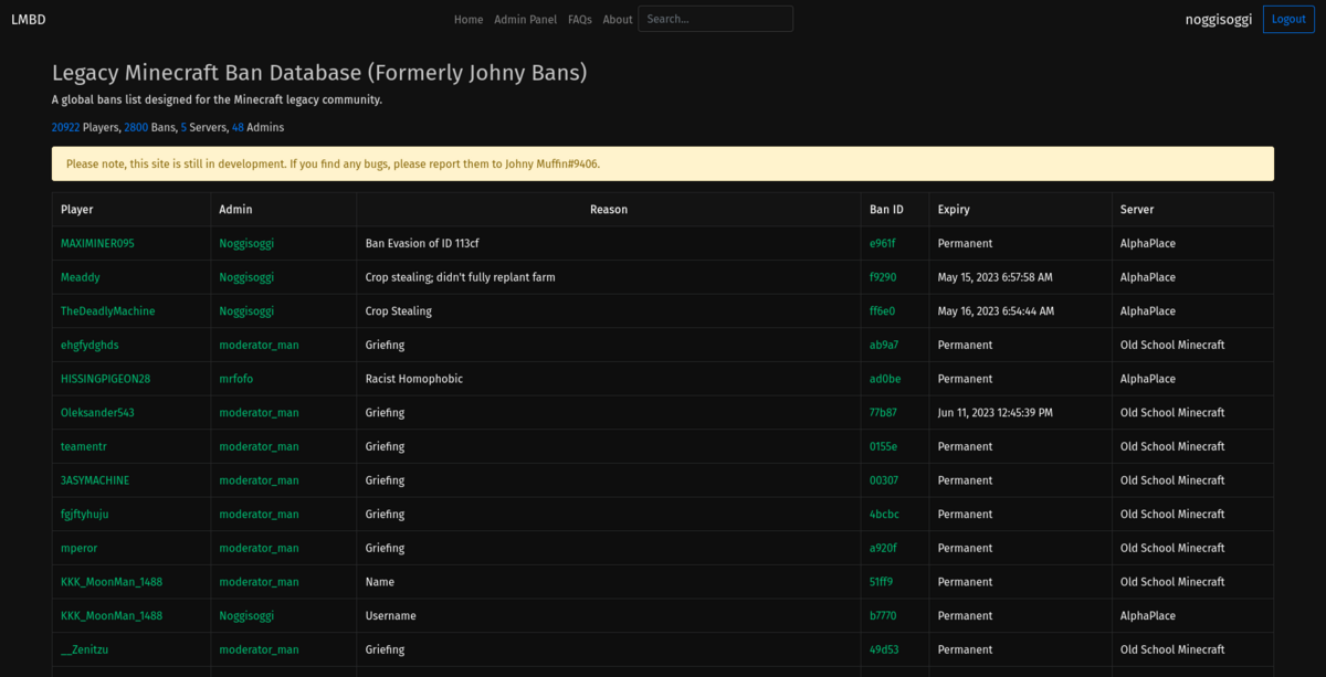 Integrated Legacy Minecraft Ban System - RetroMC